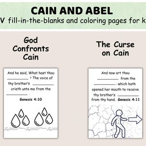 Cain and Abel, Fill in the Blanks & Coloring Pages for Kids, Sunday ...