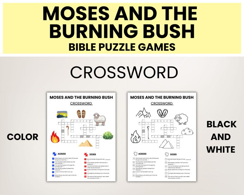 Moses and the Burning Bush Bible Puzzle Games for Kids - Christian ...