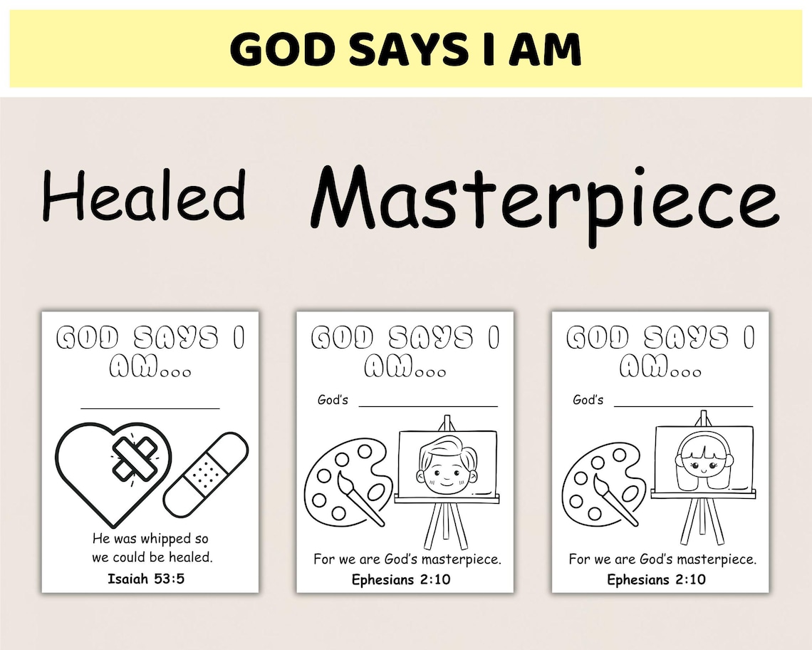 God Says I Am Coloring Craft for Kids - Fill in the Blanks Bible ...