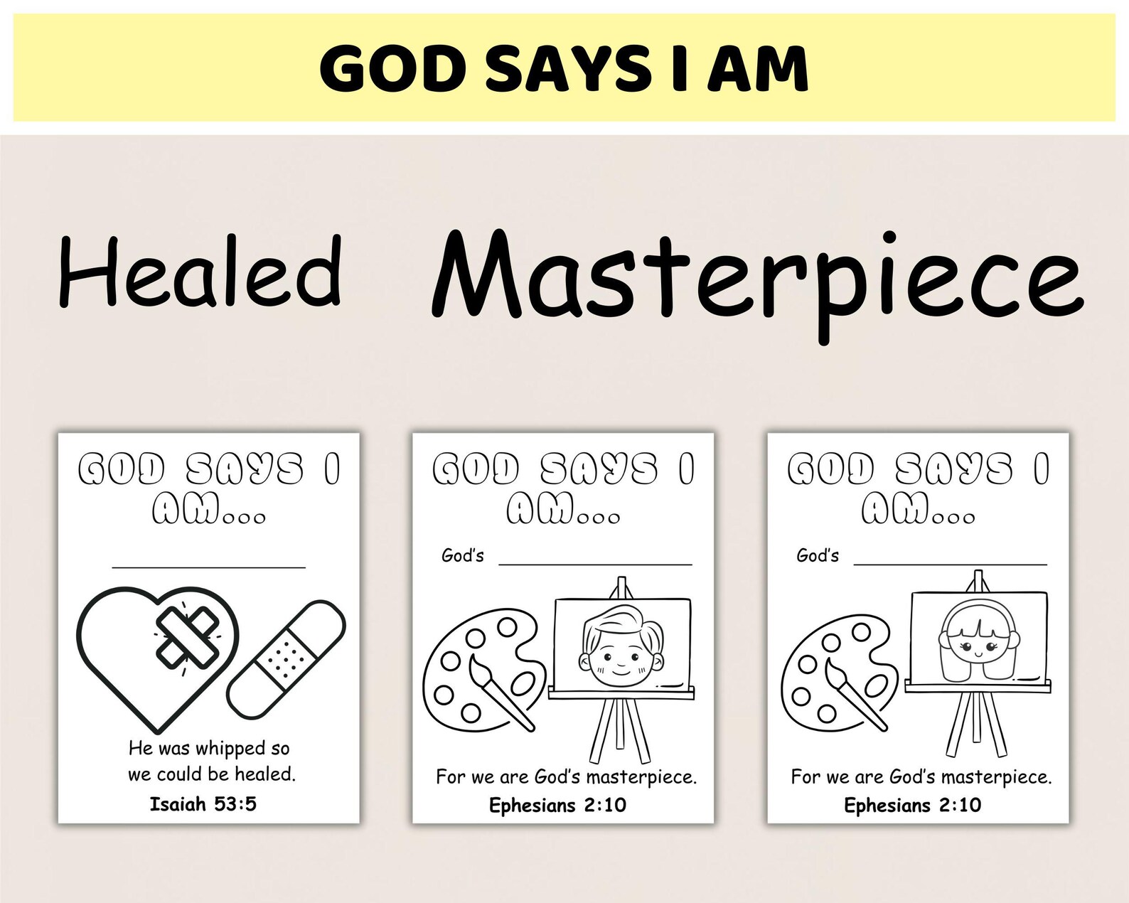 God Says I Am Coloring Craft for Kids - Fill in the Blanks Bible ...
