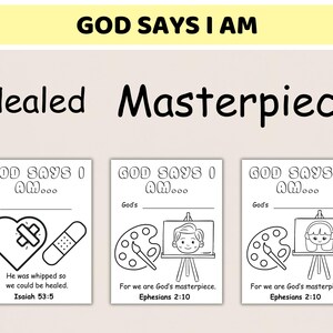 God Says I Am Coloring Craft for Kids - Fill in the Blanks Bible ...