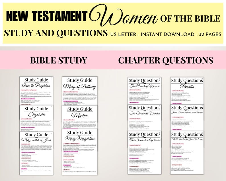 Women of the Bible Study PDF New Testament Bible Study Questions for ...