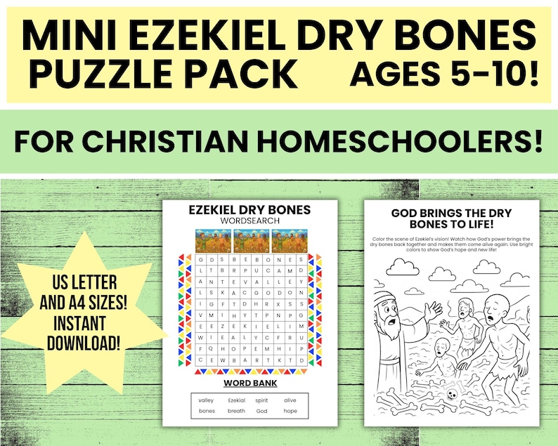 Ezekiel Dry Bones Bible Activity Pack - Christian Homeschool Puzzle ...