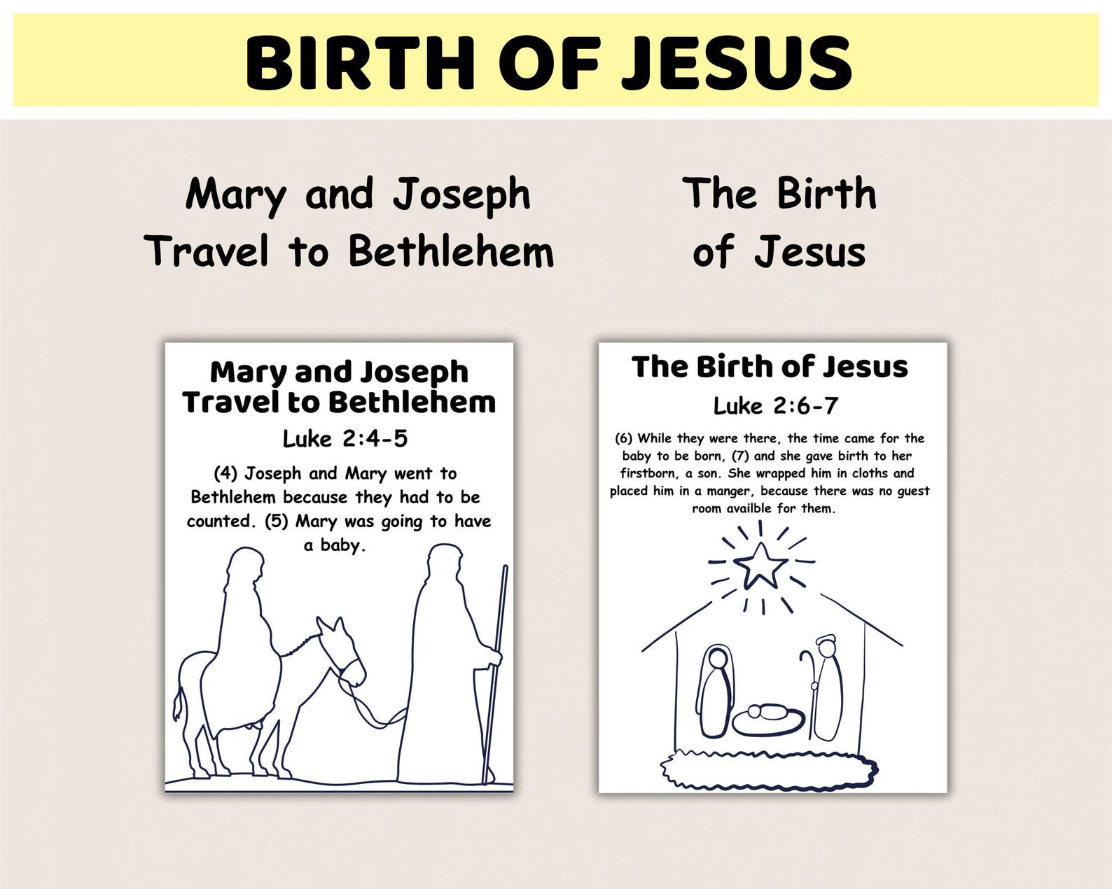Birth of Jesus Christmas Story Coloring Pages - Christian Kids Art ...