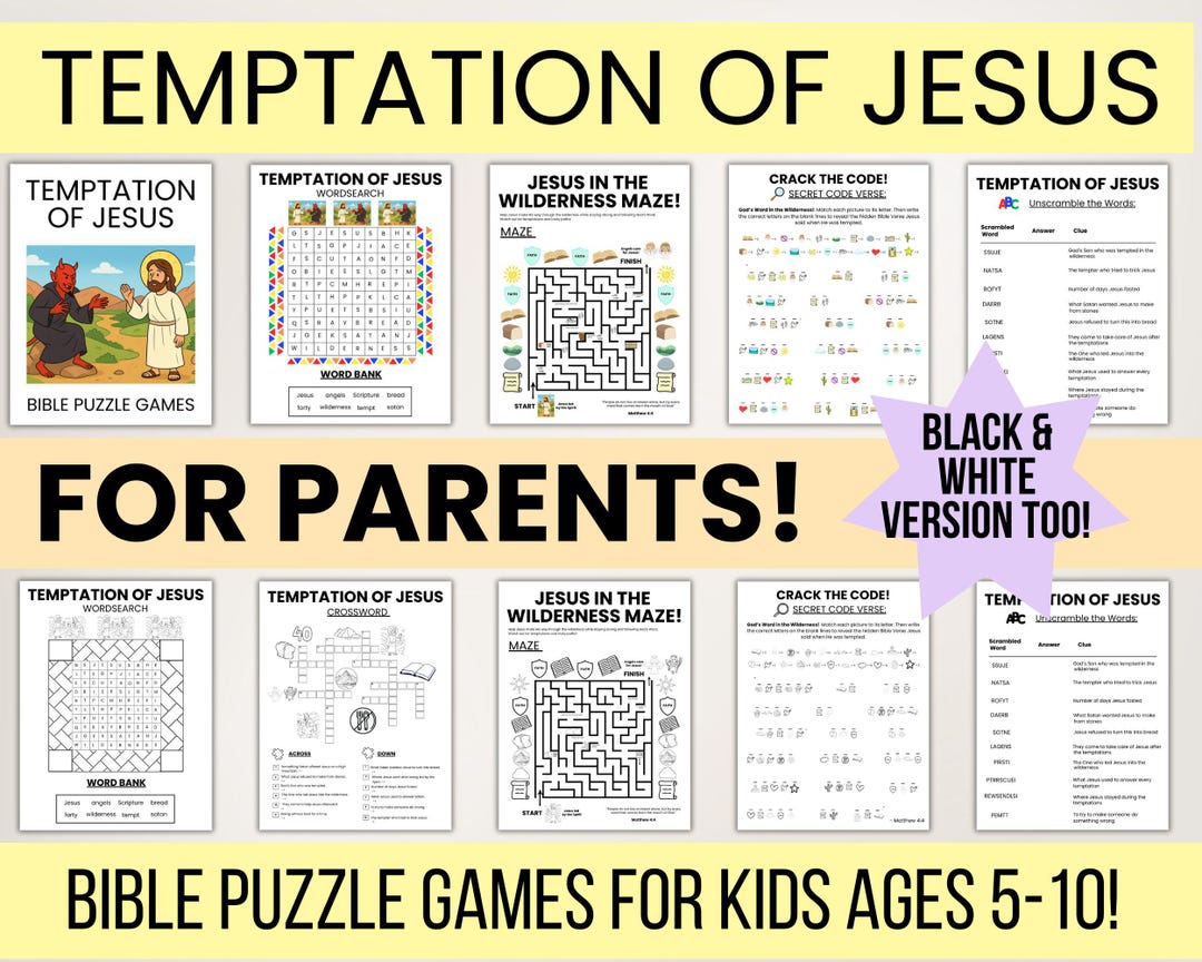 Temptation of Jesus Bible Puzzle Games for Kids - Christian Activities ...