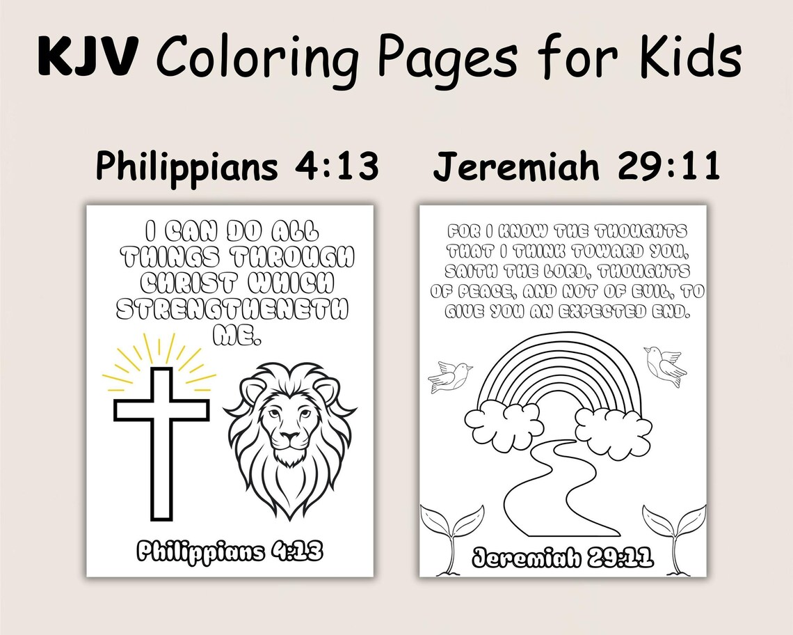 10 KJV Bible Verse Coloring Pages for Kids - Sunday School, Church ...