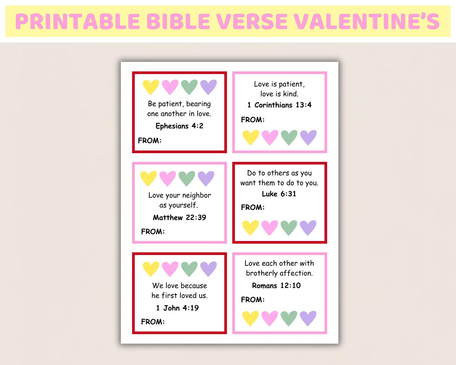 Bible Verse Valentine's Day Cards for Kids, Classroom Party Cards ...