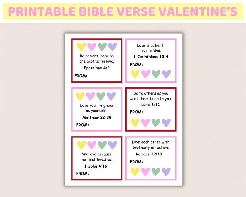 Bible Verse Valentine's Day Cards for Kids, Classroom Party Cards ...