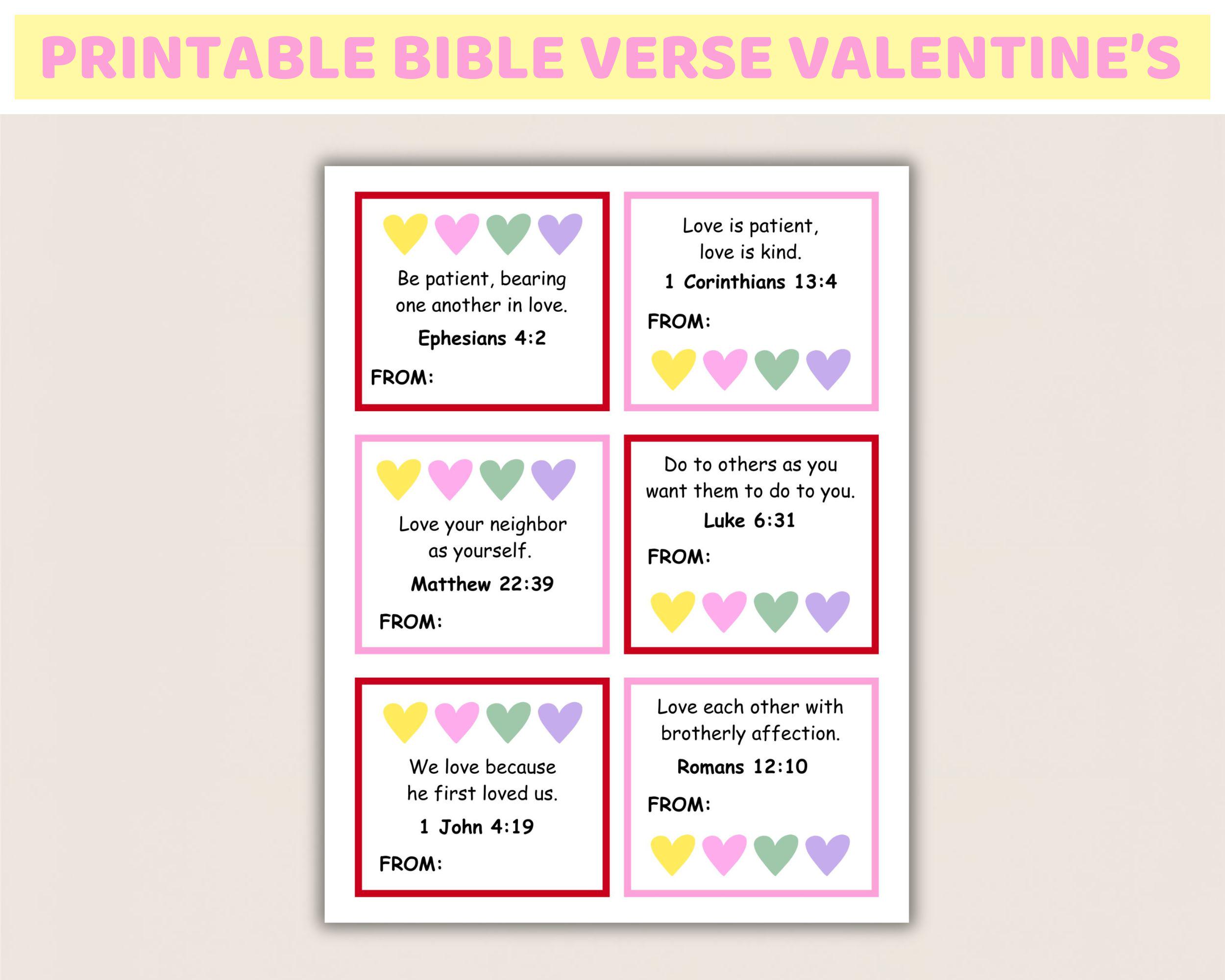 Bible Verse Valentine's Day Cards for Kids, Classroom Party Cards ...