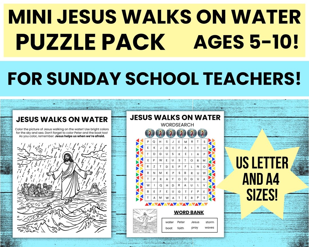 Jesus Walks on Water Bible Puzzle Pack - Sunday School Activity for ...