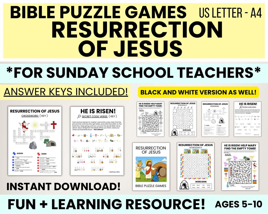 Sunday School Printable Bundle - Resurrection of Jesus Bible Puzzle ...