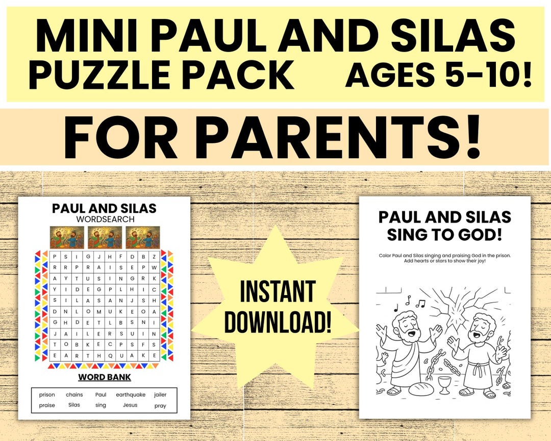 Paul and Silas Bible Puzzle for Kids Ages 5-10 - Christian Activity ...
