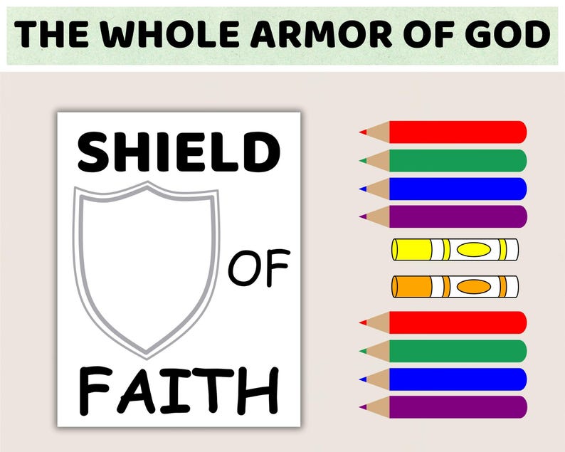 Armor of God Kids Craft Printable Coloring Pages, Bible Craft for ...