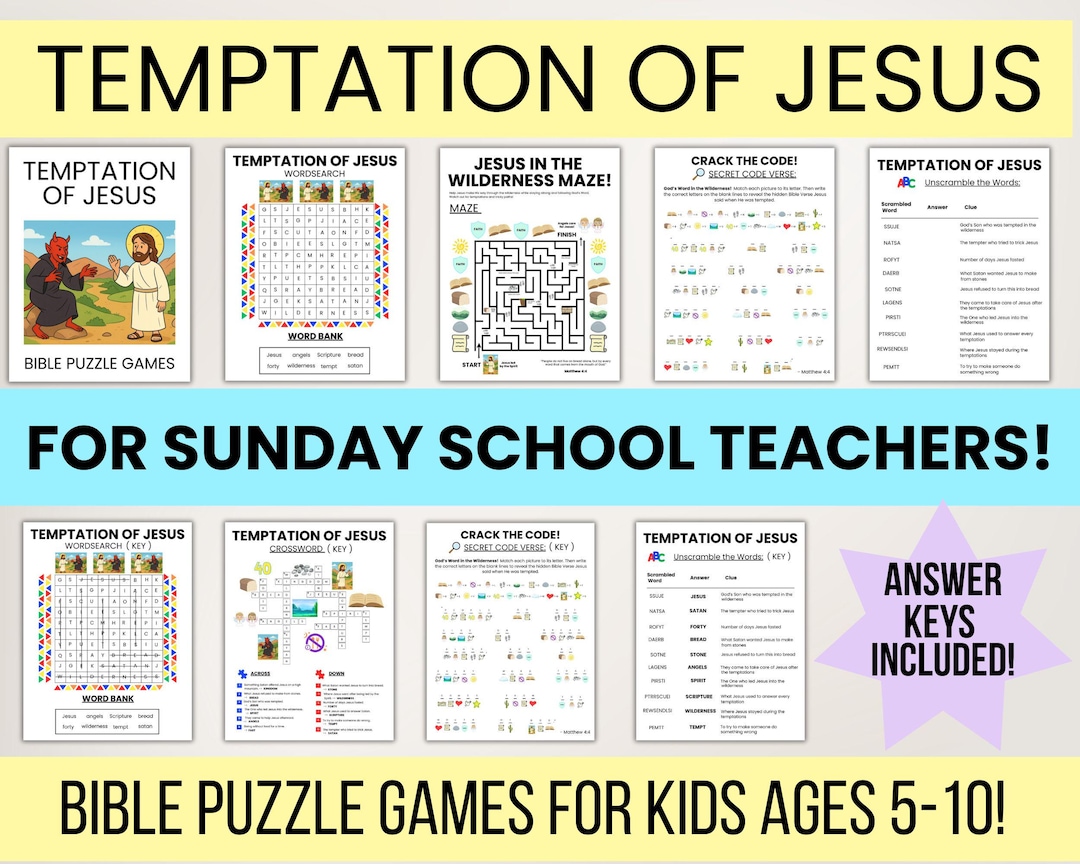 Temptation of Jesus Activity Pack for Sunday School - Bible Puzzle ...