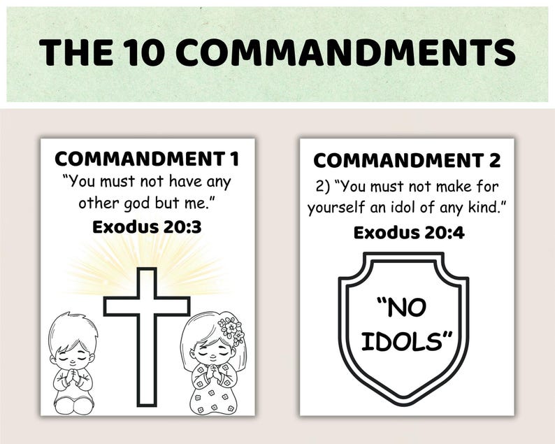 10 Commandments Kids Coloring Page & Fill in the Blanks for Sunday ...