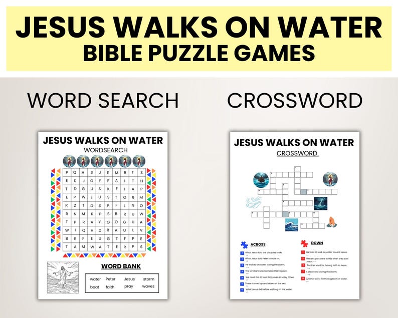 Jesus Walks on Water Bible Puzzle Games for Kids - Christian Activity ...