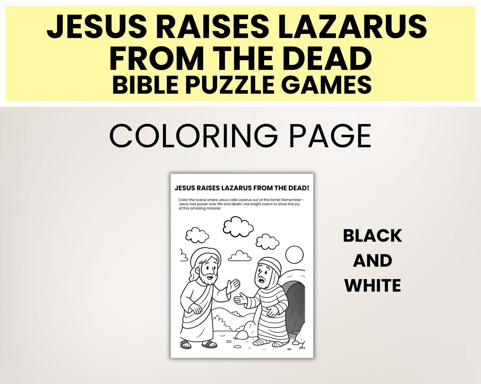 Sunday School Printable Activities - Jesus Raises Lazarus From the Dead ...