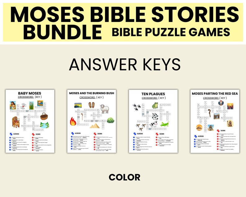 Moses Bible Stories Puzzle Games Bundle for Sunday School - Birth of ...