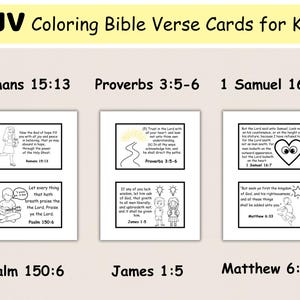 KJV Bible Verse Coloring Cards for Kids, Sunday School & Homeschool ...