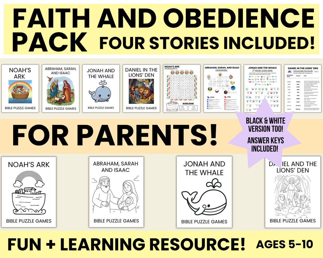 Faith and Obedience Pack for Kids - Noah’s Ark, Abraham Sarah and Isaac ...
