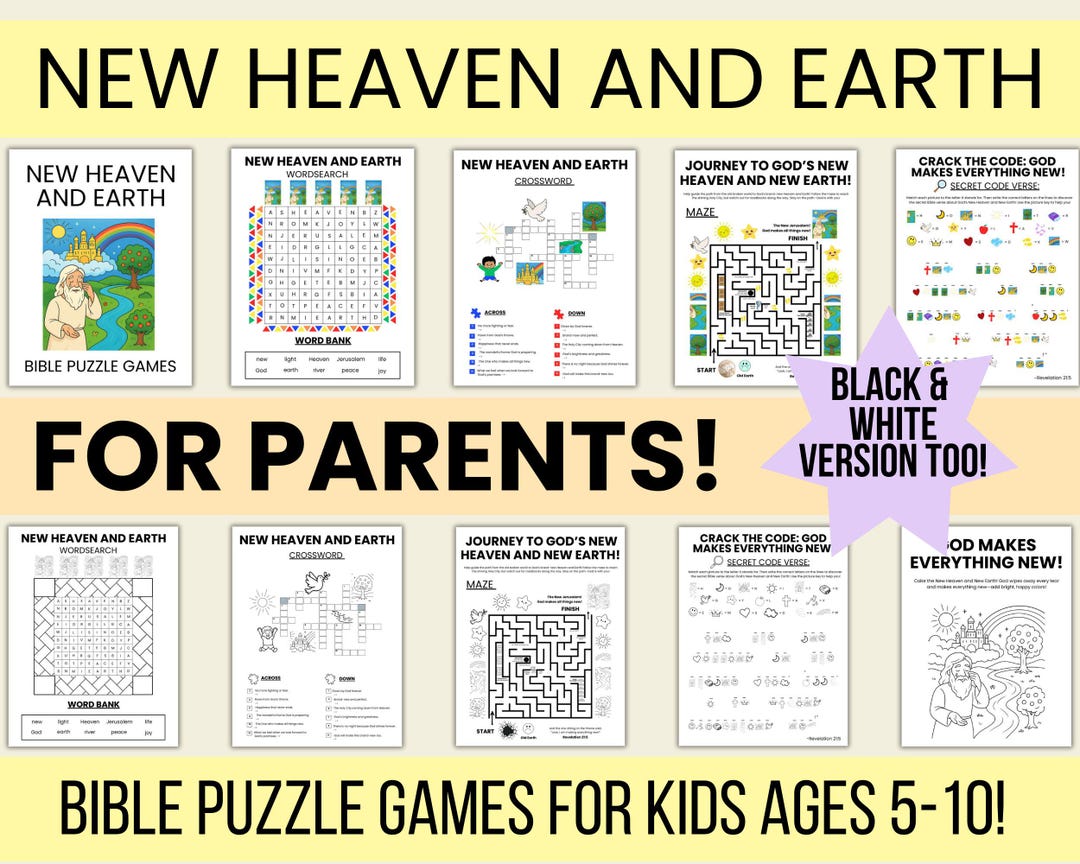 New Heaven and Earth Bible Puzzle Games for Kids - Christian Activity ...