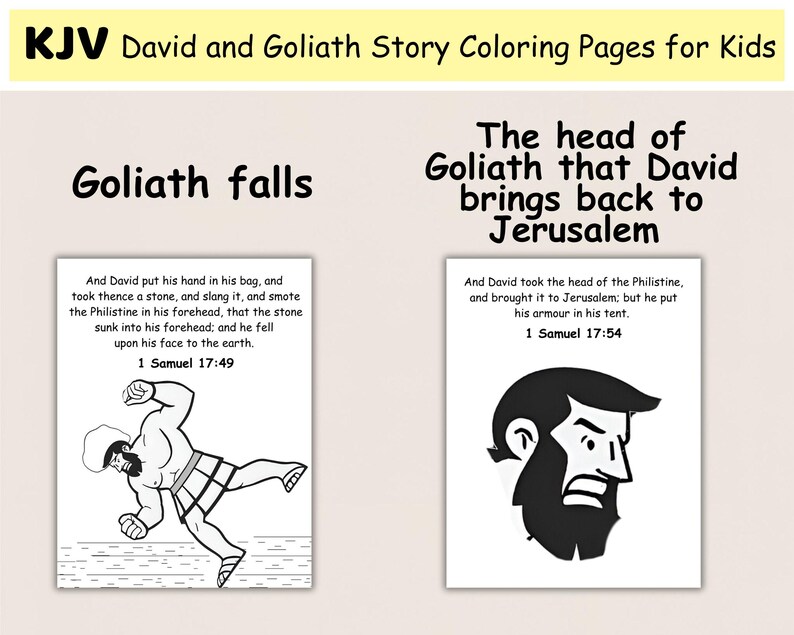 David and Goliath, KJV Coloring Pages for Kids, Bible Story Coloring ...