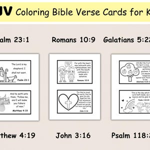 KJV Bible Verse Coloring Cards for Kids, Sunday School & Homeschool ...