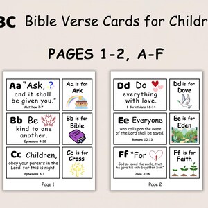 ABC Bible Verse Cards for Children, Printable Download, Christian ...
