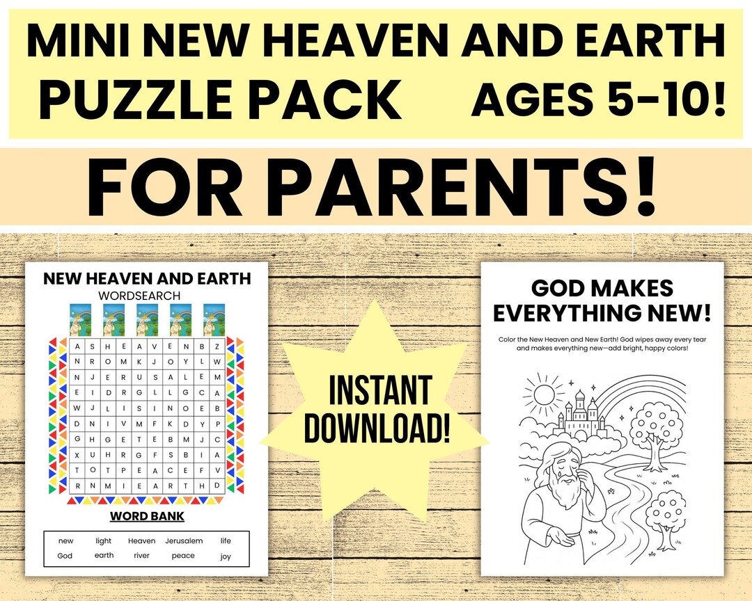 New Heaven and Earth Bible Puzzle Pack for Kids - Christian Activity ...