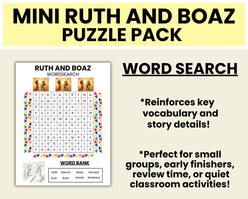 Ruth and Boaz Bible Puzzle Pack - Sunday School Activity for Kids ...