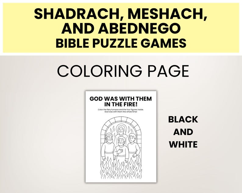 Shadrach Meshach and Abednego Sunday School Activities - Bible Puzzle ...