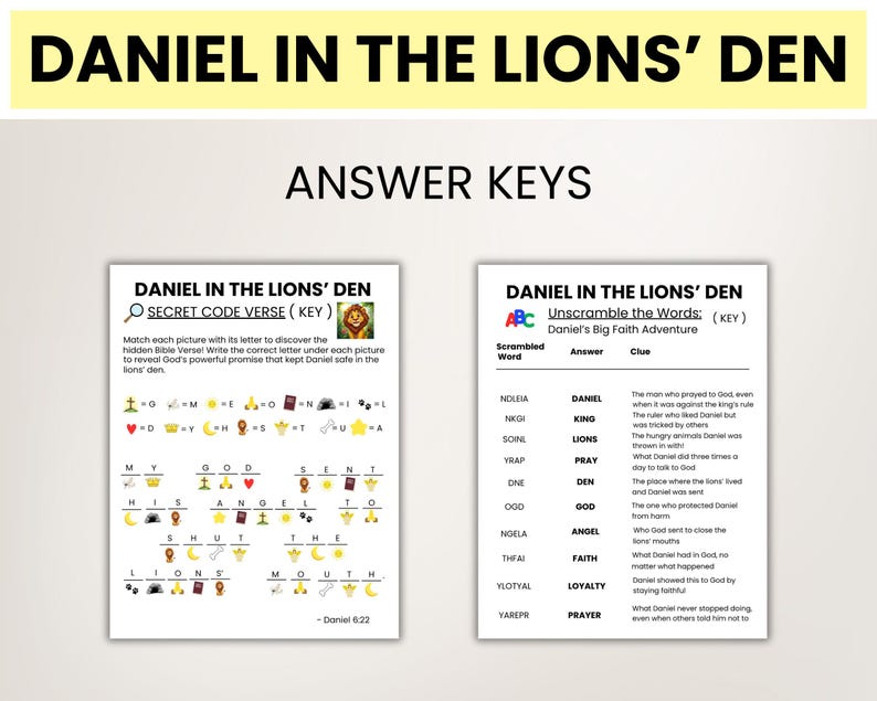 Daniel in the Lions Den Bible Puzzle Games for Christian Homeschool ...