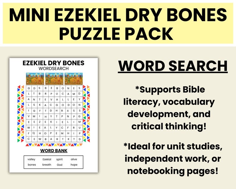 Ezekiel Dry Bones Bible Activity Pack - Christian Homeschool Puzzle ...