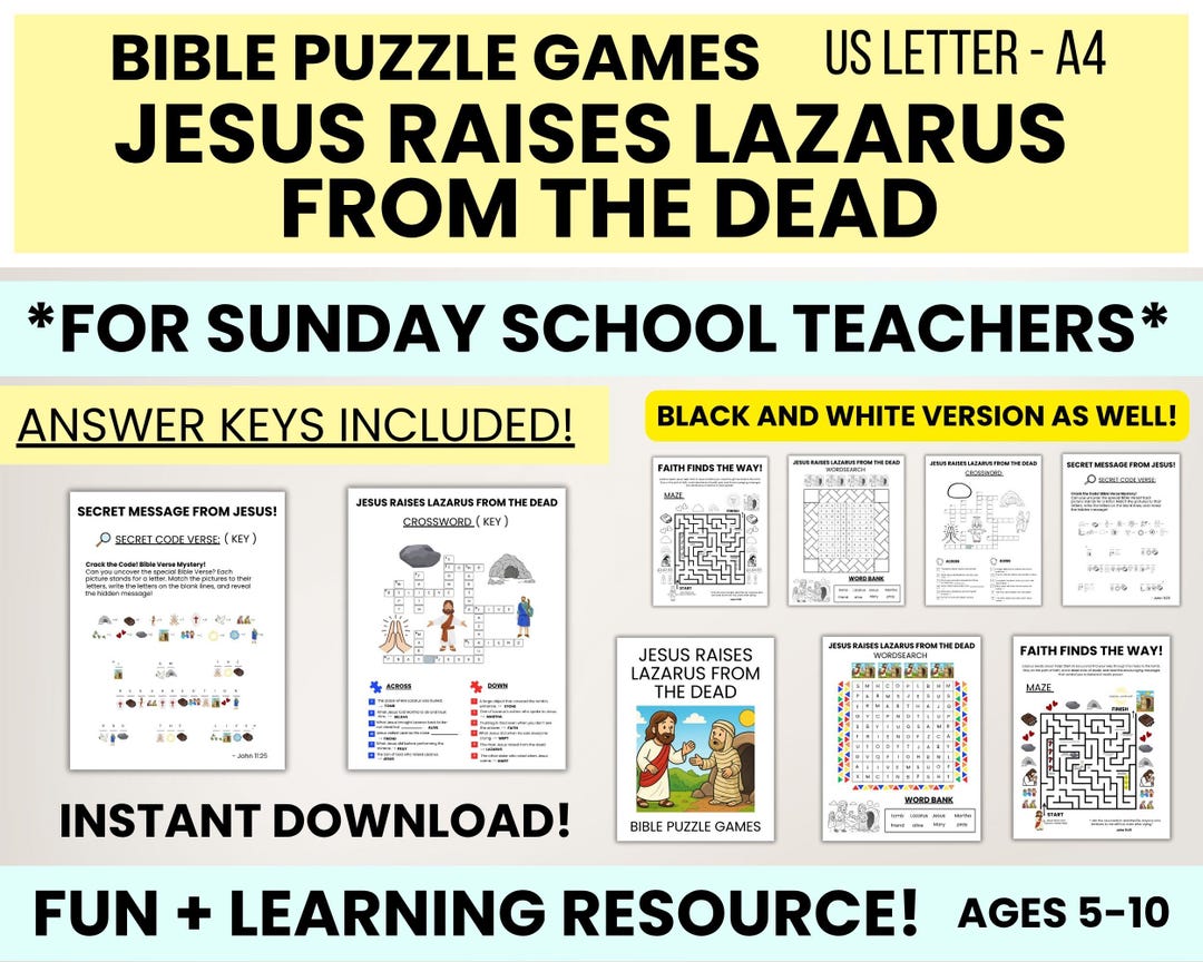 Sunday School Printable Activities - Jesus Raises Lazarus From the Dead ...