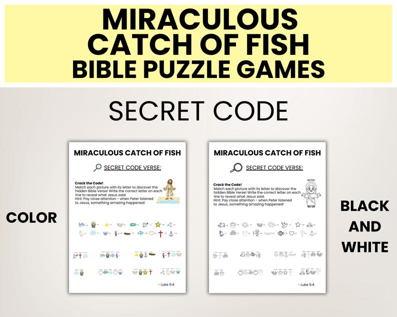 Miraculous Catch of Fish Bible Activities for Sunday School - Printable ...