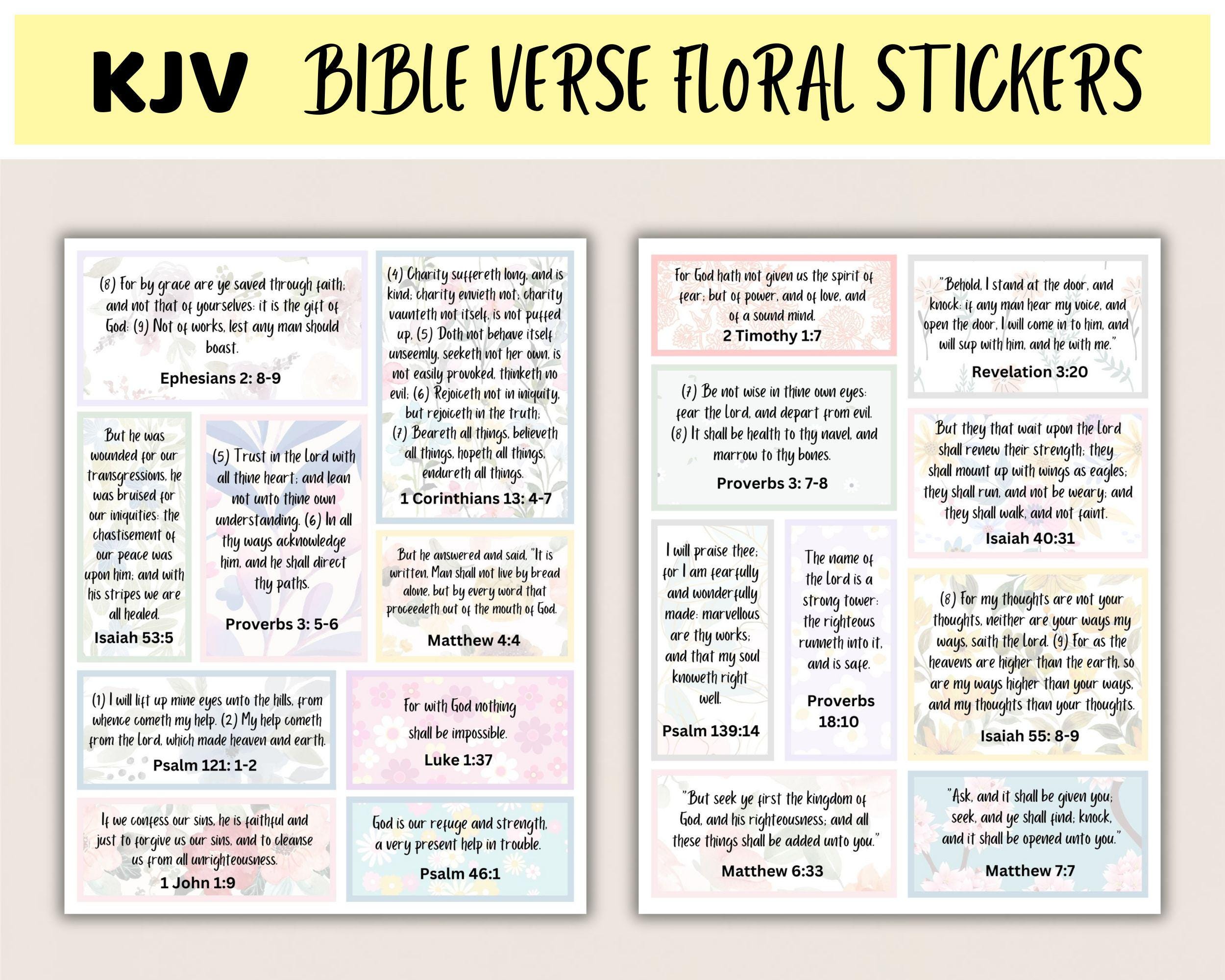 KJV Bible Verse, Floral Stickers Printable, Christian Scripture Sticker ...