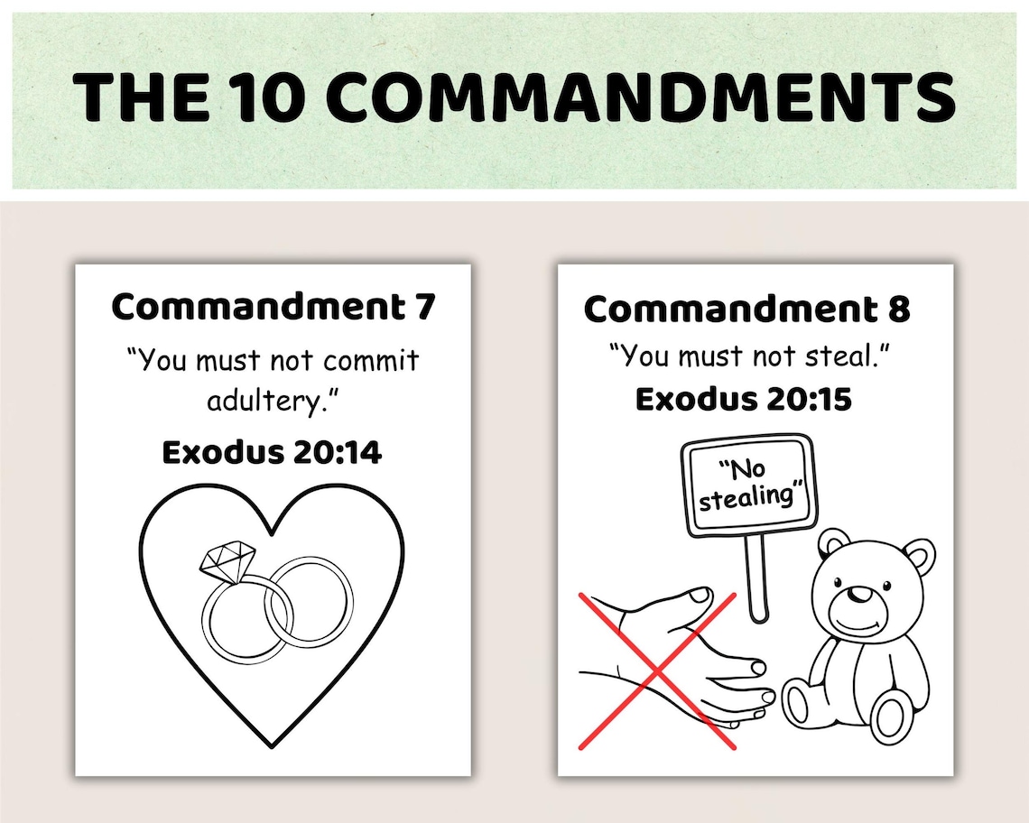 10 Commandments Kids Coloring Page & Fill in the Blanks for Sunday ...