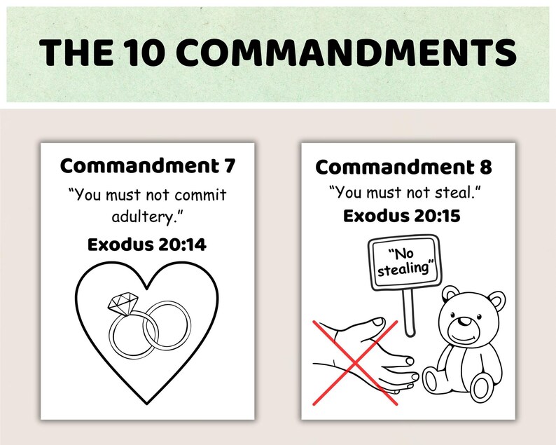 10 Commandments Kids Coloring Page & Fill in the Blanks for Sunday ...