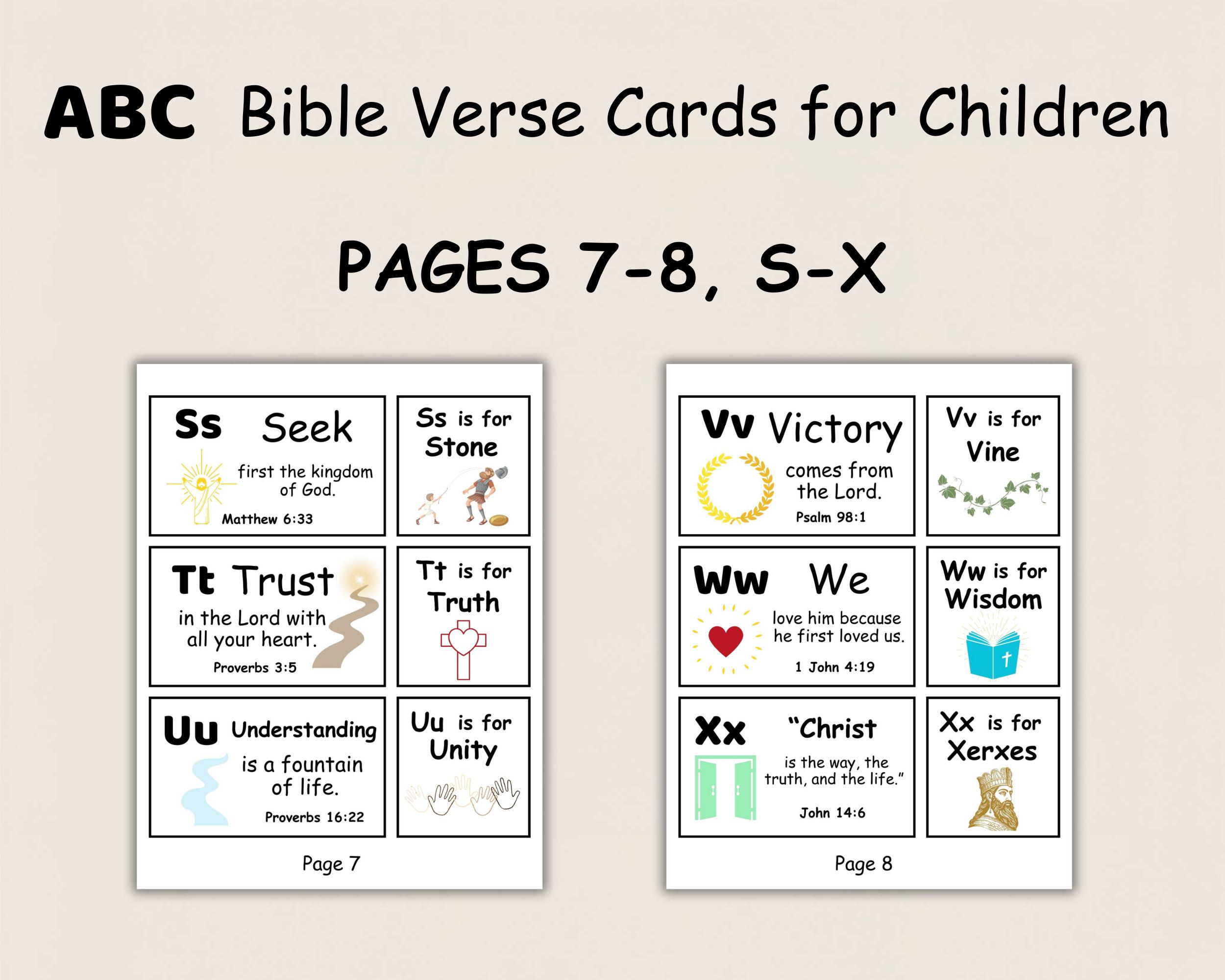 ABC Bible Verse Cards for Children, Printable Download, Christian ...