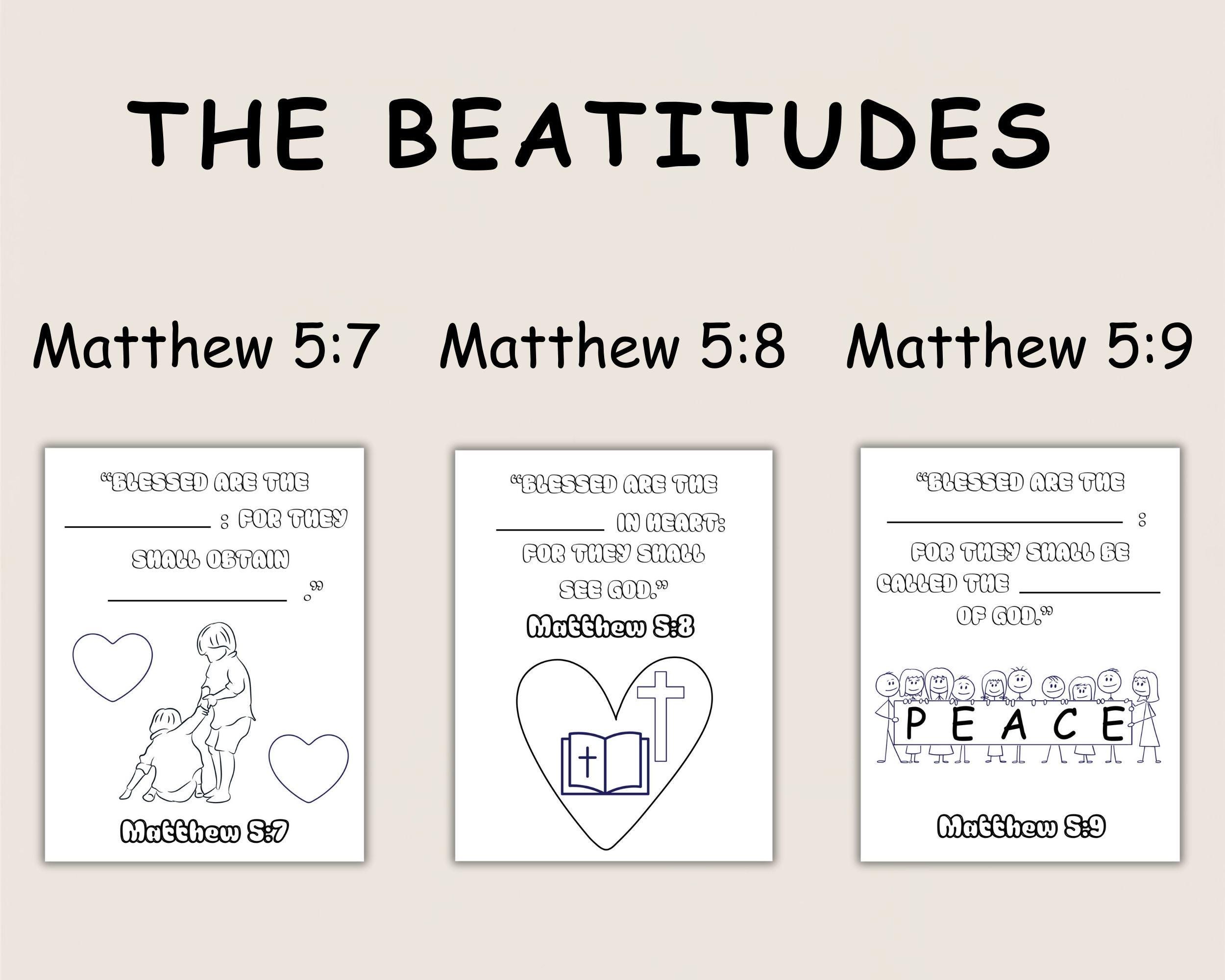 KJV Beatitudes Coloring Pages for Kids, Fill in the Blanks, Sunday ...