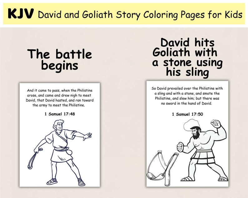 David and Goliath, KJV Coloring Pages for Kids, Bible Story Coloring ...