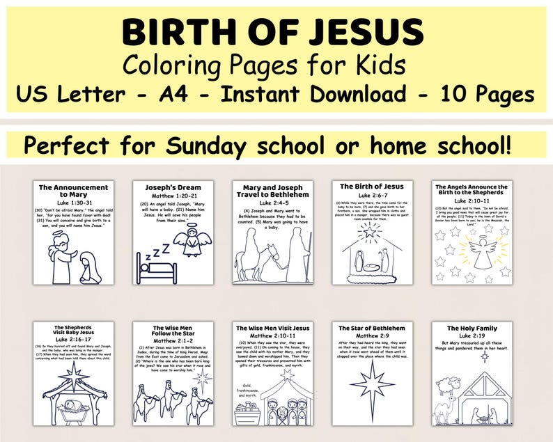 Birth of Jesus Christmas Story Coloring Pages - Christian Kids Art ...
