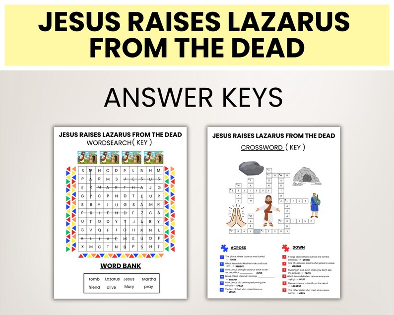 Sunday School Printable Activities - Jesus Raises Lazarus From the Dead ...