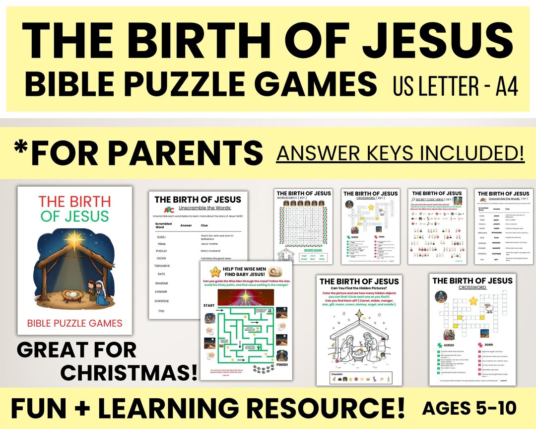 The Birth of Jesus Puzzle Games for Kids - Fun Christmas Activities for ...
