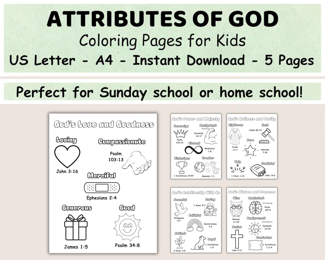 Attributes of God Coloring Pages for Kids - Bible Study, Sunday School ...