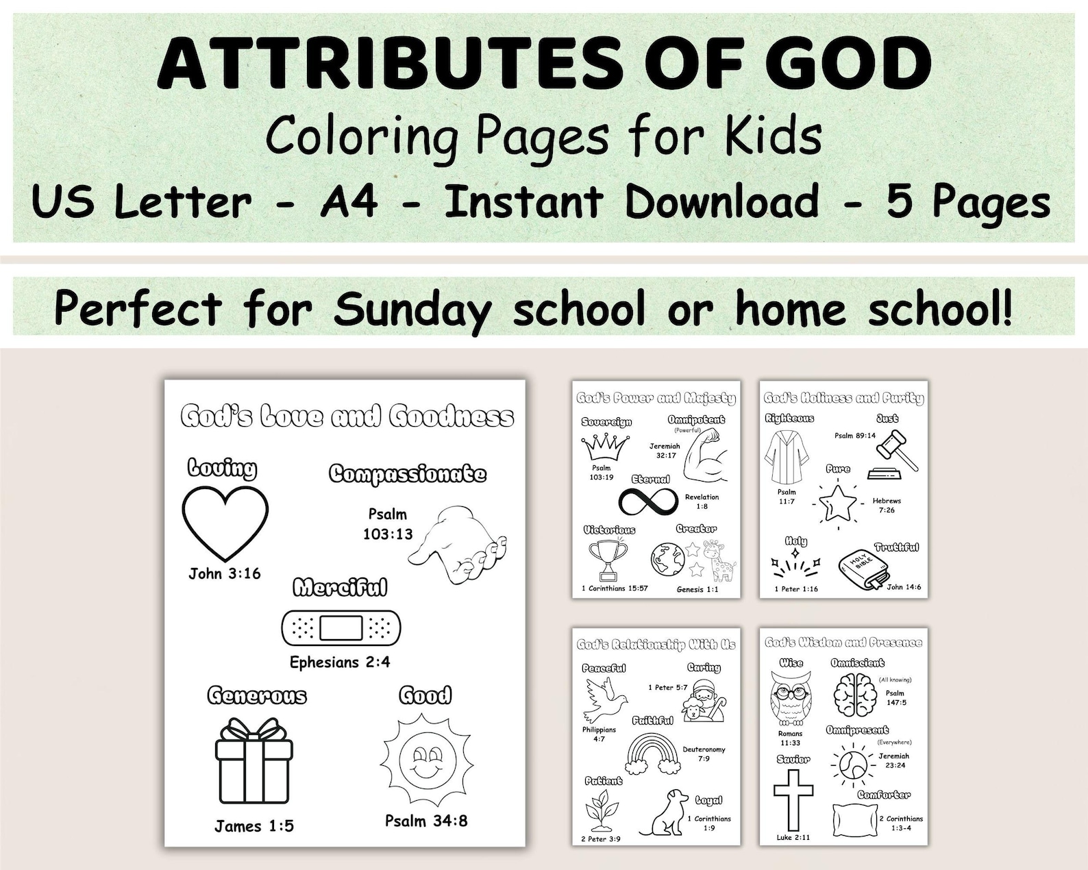 Attributes of God Coloring Pages for Kids - Bible Study, Sunday School ...