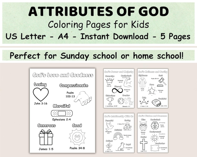 Attributes of God Coloring Pages for Kids - Bible Study, Sunday School ...