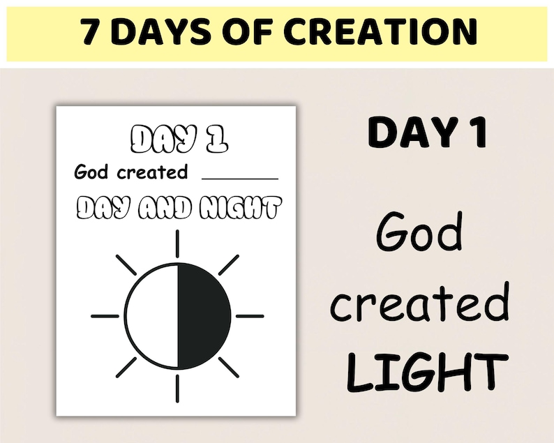 7 Days of Creation Printable Coloring Pages & Fill-in-the-blanks for ...