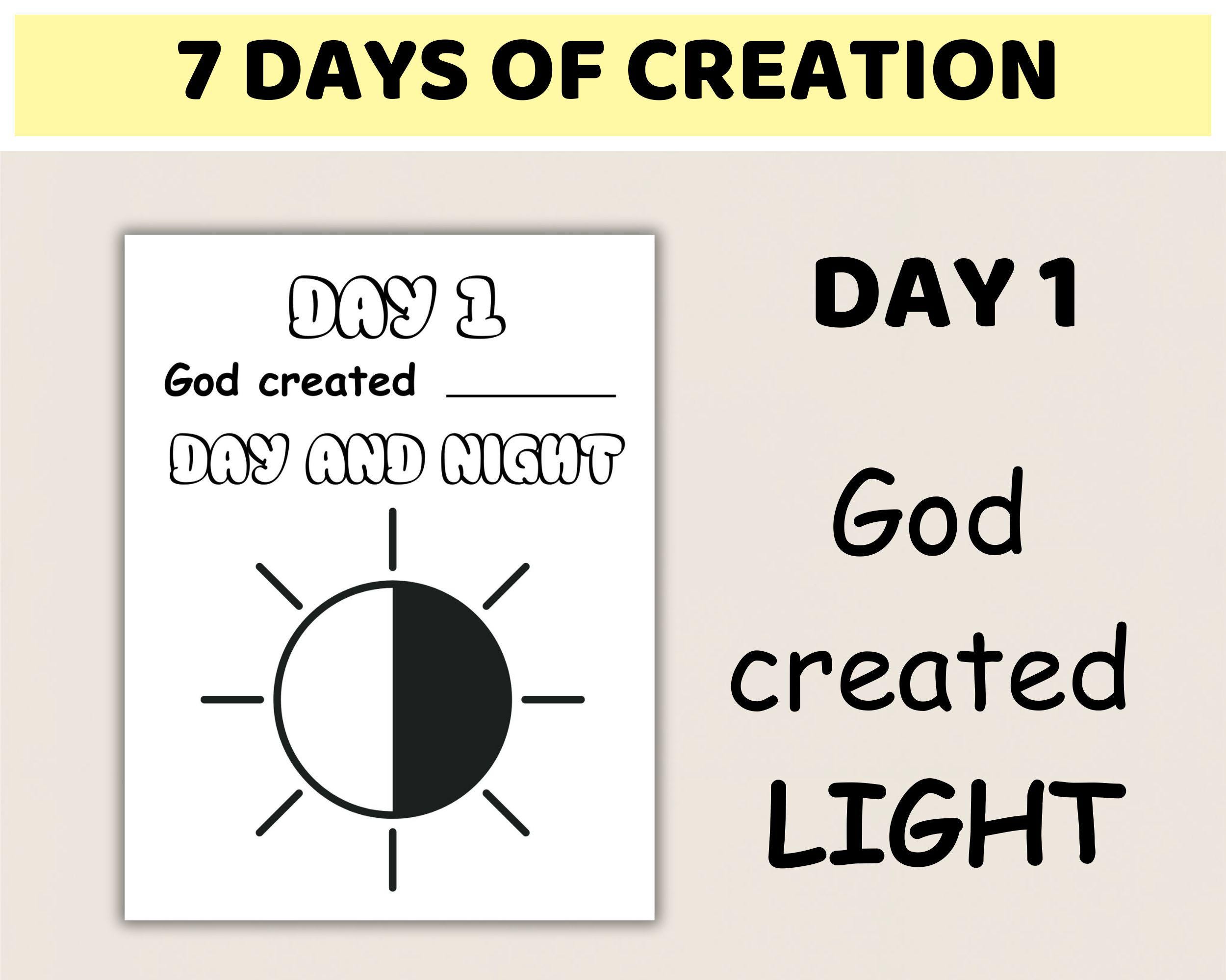 7 Days of Creation Printable Coloring Pages & Fill-in-the-blanks for ...
