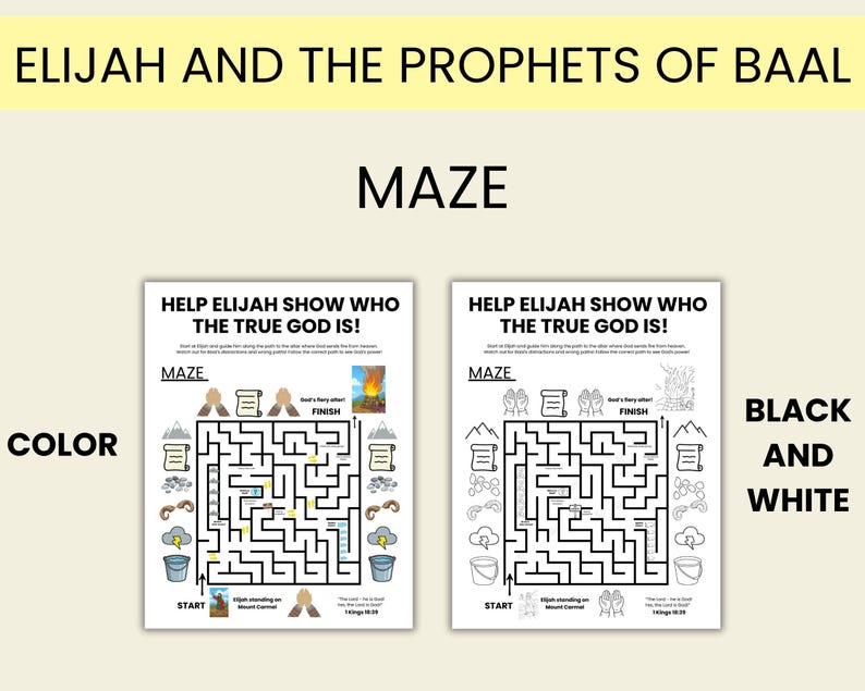 Elijah and the Prophets of Baal Bible Activity Pack - Sunday School ...